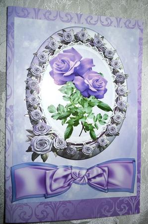 Pretty Lilac Roses in Rose Frame and Lace with Bow A4 - CUP586963_415 ...