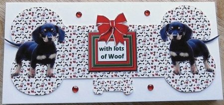 Dachshund Christmas Bone shaped card - CUP746876_15 | Craftsuprint