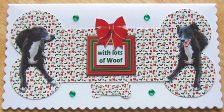 Whippet Christmas Bone shaped card - CUP746892_15 | Craftsuprint