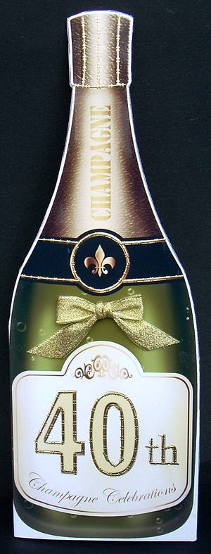 Large Dl 40th Champagne Bottle Shaped Card - CUP265308_359 | Craftsuprint