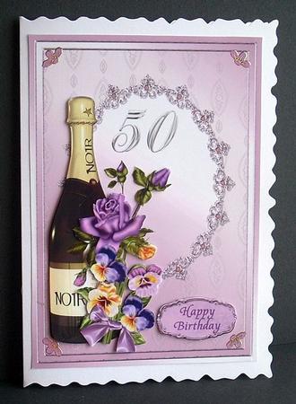 Champagne and Flowers 50th Birthday Decoupage Card - CUP473046_117 ...