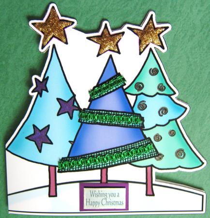 Funky Xmas Trees Shaped Card - CUP30848_359 | Craftsuprint