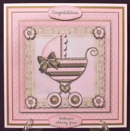 Baby Girl Pram Card Front Kit - CUP588296_1483 | Craftsuprint