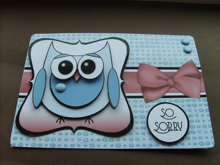 Cute Owl Sorry Decoupage Card Front - Blue & Plum - CUP267972_1435 ...