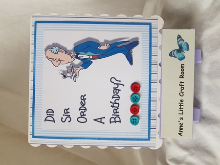 male butler birthday card, funny male birthday card topper for 6 x 6 ...