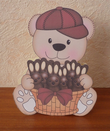 3D Shaped Card Mini Kit - Teddy Bear has an Easter Basket of Choc ...