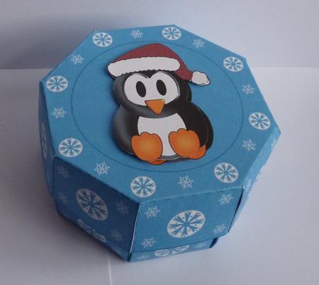 Cute Blue Octagon Gift Box with 3D Penguin Topper - CUP279378_1504 ...