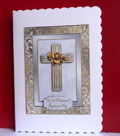 Elegant Golden Cross Sympathy Card Front with Decoupage - CUP592451 ...