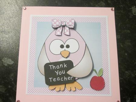 Thank You Teacher Girl Owl Card - CUP542059_2053 | Craftsuprint