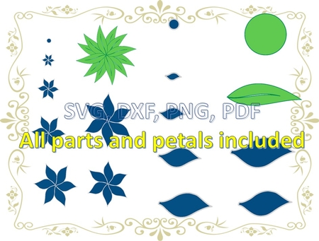 Set of flower, templates, 3d, petal, cut - CUP1044950_92733 | Craftsuprint