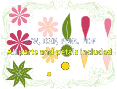 Set of flower, templates, 3d, petal, cut - CUP1045299_92733 | Craftsuprint