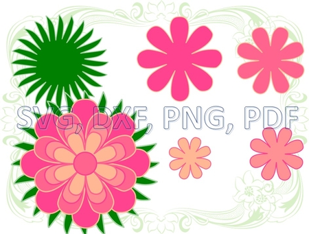 Paper flower template and silhouettes. Felting parts, felt, cut ...