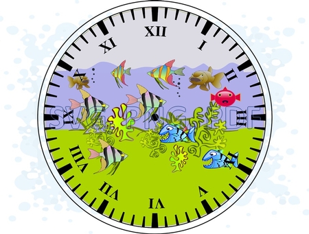 Beautiful clock face with Arabic and Roman numbers. Minute tick marks ...