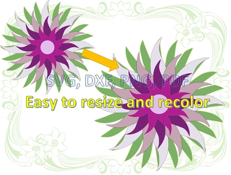 Paper flower template and silhouettes. Felting parts, felt, cut ...