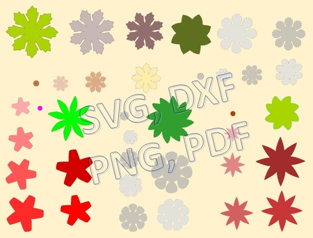 Set of svg, flower, templates, 3d, petal, cut. Different file formats ...