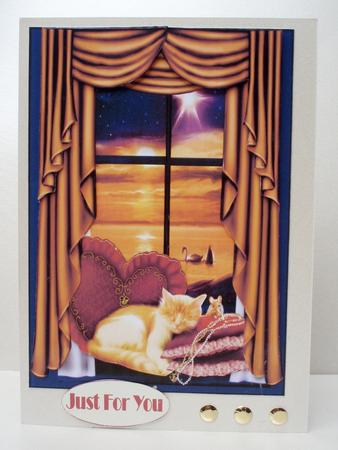Cat Nap Decoupage Card Front - CUP226674_719 | Craftsuprint