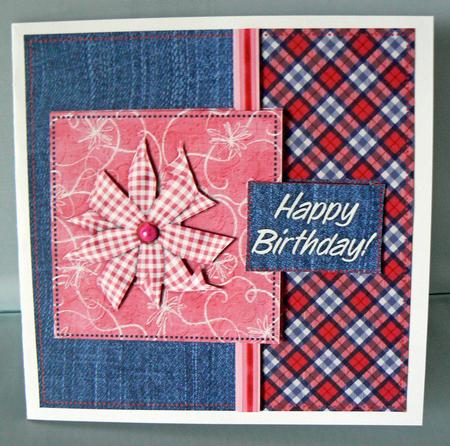 Denim and Plaid Happy Birthday - Female 1 - Quick Card Front ...