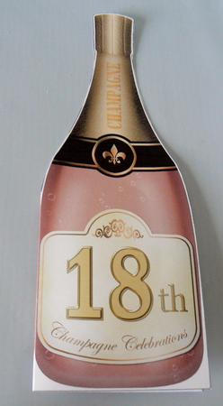 Large Dl 18th Champagne Bottle Shaped Card - Photo by Audrey Wilson