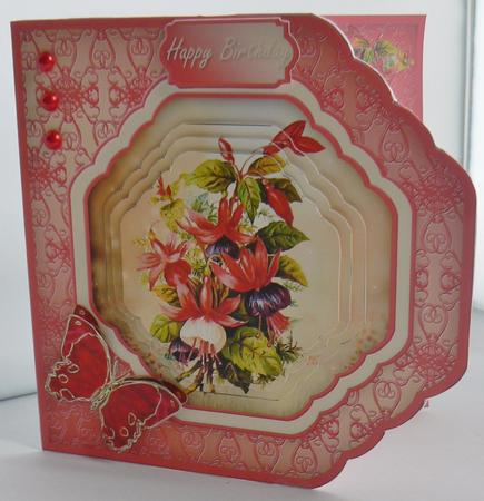 Red Fuchsias Cut Corners Card Mini Kit - CUP540013_1648 | Craftsuprint