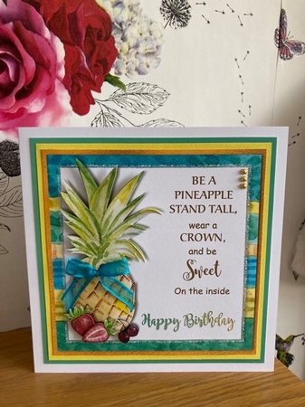 Tropical Pineapple and fruit birthday card with greeting Be a Pineapple ...