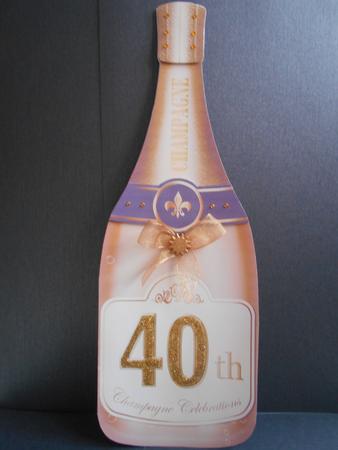 Large Dl 40th Champagne Bottle Shaped Card - CUP417513_359 | Craftsuprint