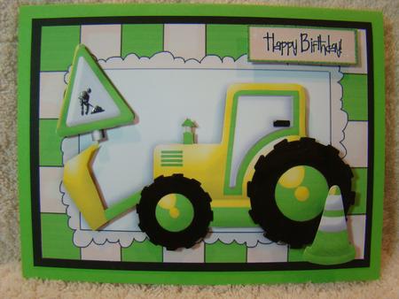 Green Digger with Cone and Roadwork Sign - CUP455586_415 | Craftsuprint