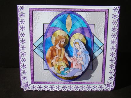 Stained Glass Window Nativity 8"x8" Card Front - CUP486646_114 ...