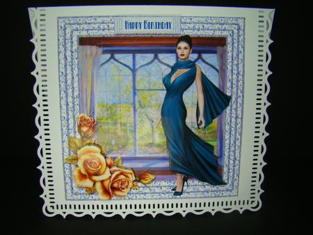 Elegant Lady at Lavender Window with Roses - CUP549843_994 | Craftsuprint