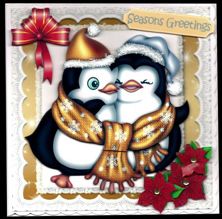 Cute Cuddle Penguins, with Gold Stars and Bow 8x8 Mini Kit - CUP652161 ...