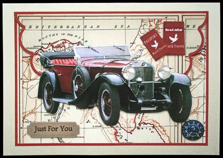 Red Vintage Car Envelope Card - CUP179445_613 | Craftsuprint