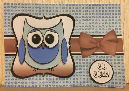 Cute Owl Sorry Decoupage Card Front - Brown & Blue - CUP268000_1435 ...