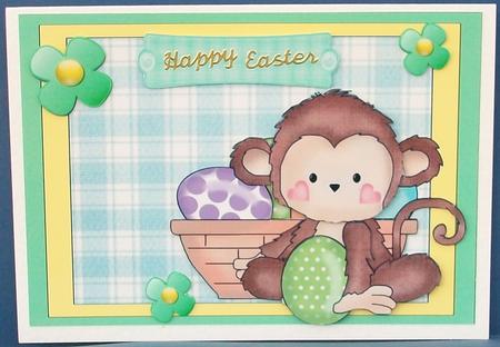 Cute Monkey with Easter Egg Basket - CUP390513_983 | Craftsuprint