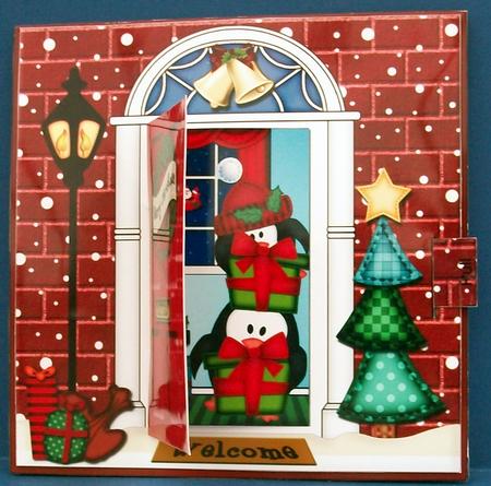 3D Xmas Penguin's Present Animated Moveable Open Door Card - CUP473001 ...