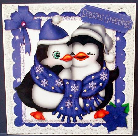 Cute Cuddle Penguins, with Purple Stars and Bow 8x8 Mini Kit ...