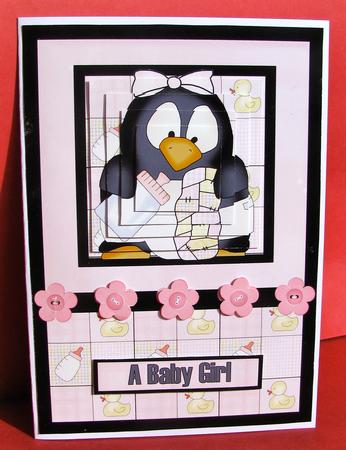 Baby Penguin Pingu Girl Pyramid Card Front - Photo by Christine Pagan