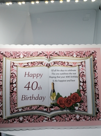 Book Card 40th Birthday - CUP164090_545 | Craftsuprint