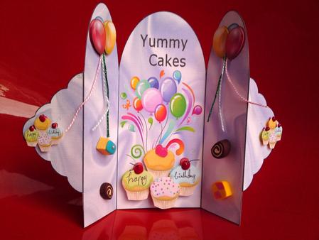 Yummy Cakes, Tri Fold Shutter Card - CUP175249_415 | Craftsuprint