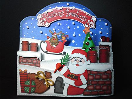 3D Xmas Rooftop Santa Pop Out Card Kit - CUP252204_359 | Craftsuprint