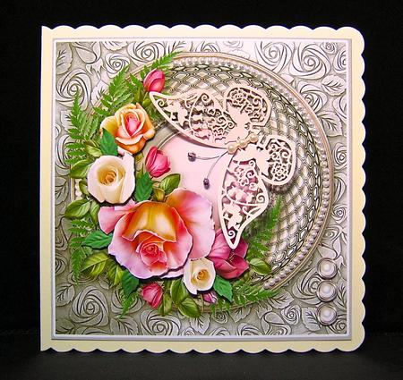 Roses on a Champagne Gold Frame - 8in x 8in Decoupage - CUP346735_422 ...