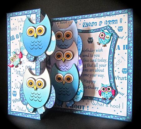 Fold Back Pop-up Blue Owls - CUP601957_173 | Craftsuprint