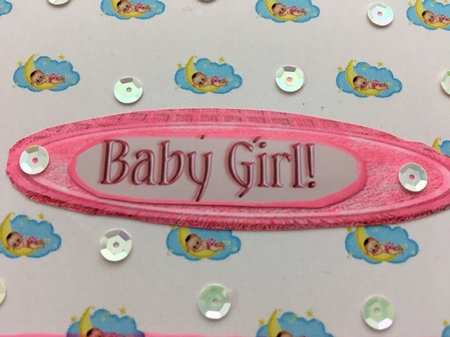 A4 pink backing paper with a baby girl on a cloud. - CUP838653_20842 ...