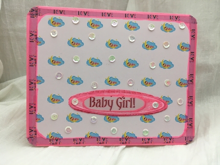 A4 pink backing paper with a baby girl on a cloud. - CUP838653_20842 ...