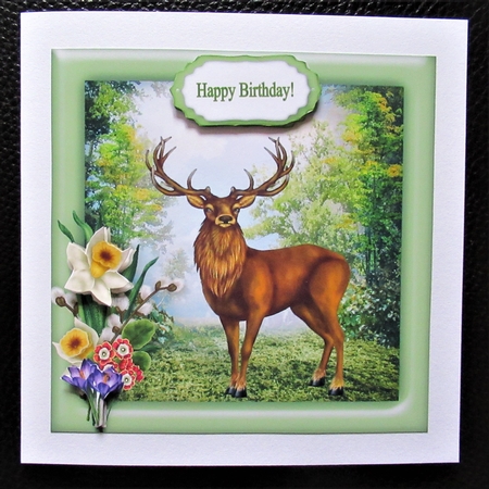 Spring Stag - 7.5 x 7.5 Card Topper To Fit 8 x 8 Cards Comfortably ...