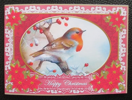 Red Robin Happy Christmas 7x5inch Landscape Card & Envelope Mini Kit ...