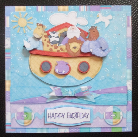 Noahs Ark Happy Birthday square card front with decoupage - CUP770031 ...