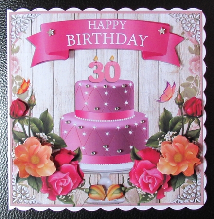 30TH BIRTHDAY CAKE & FLOWERS - CUP799369_57683 | Craftsuprint