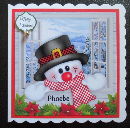 Snowman Peeping Through The Window 8x8 - Photo by Davina Rundle