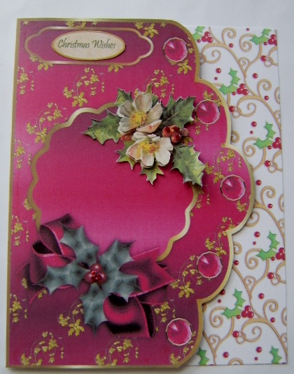 Christmas Golden Holly Scallop Card Bases in Cerise & White - CUP233289 ...