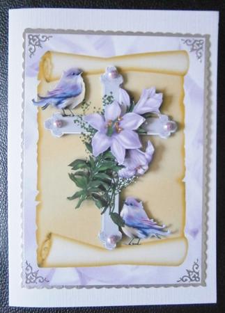 Easter Cross on a Scroll with Purple Lilies and Birds - CUP391792_415 ...
