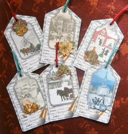 Vintage Christmas Tags Sheet with Decoupage - CUP459329_56 | Craftsuprint